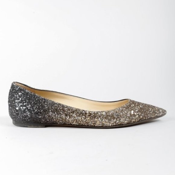 Jimmy Choo | Shoes | Jimmy Choo Gradient Black And Gold Romy Flats ...